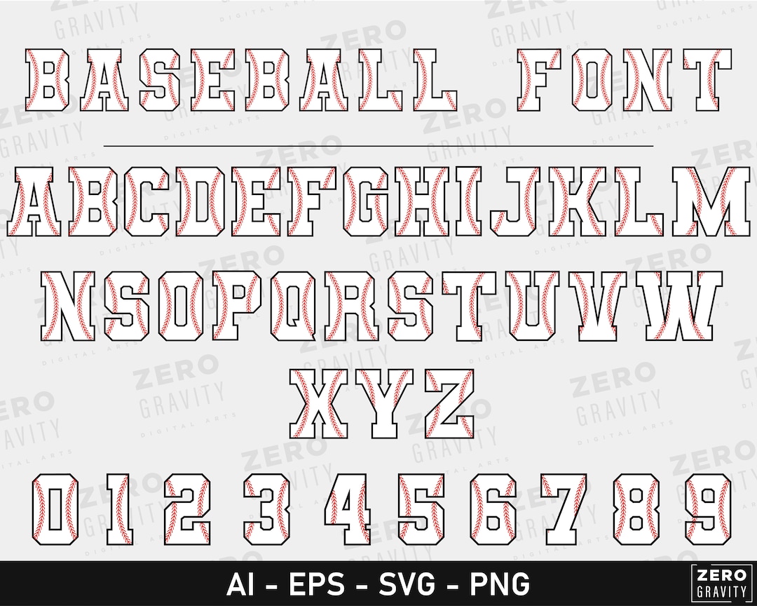 Baseball Font Svg Bundle, Digital Baseball Font, Baseball Letters ...