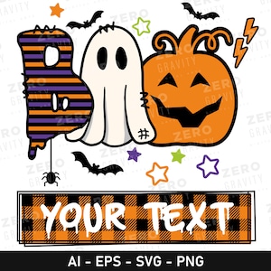 Kids Name Svg Sublimation for Halloween, Boo Svg for Kids Shirts ...