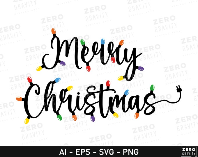 Merry Christmas Lights SVG: Christmas Clip Art (digital Download) - Etsy
