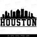 Houston Skyline Svg, Houston City Silhouette Svg, Houston City Vector ...