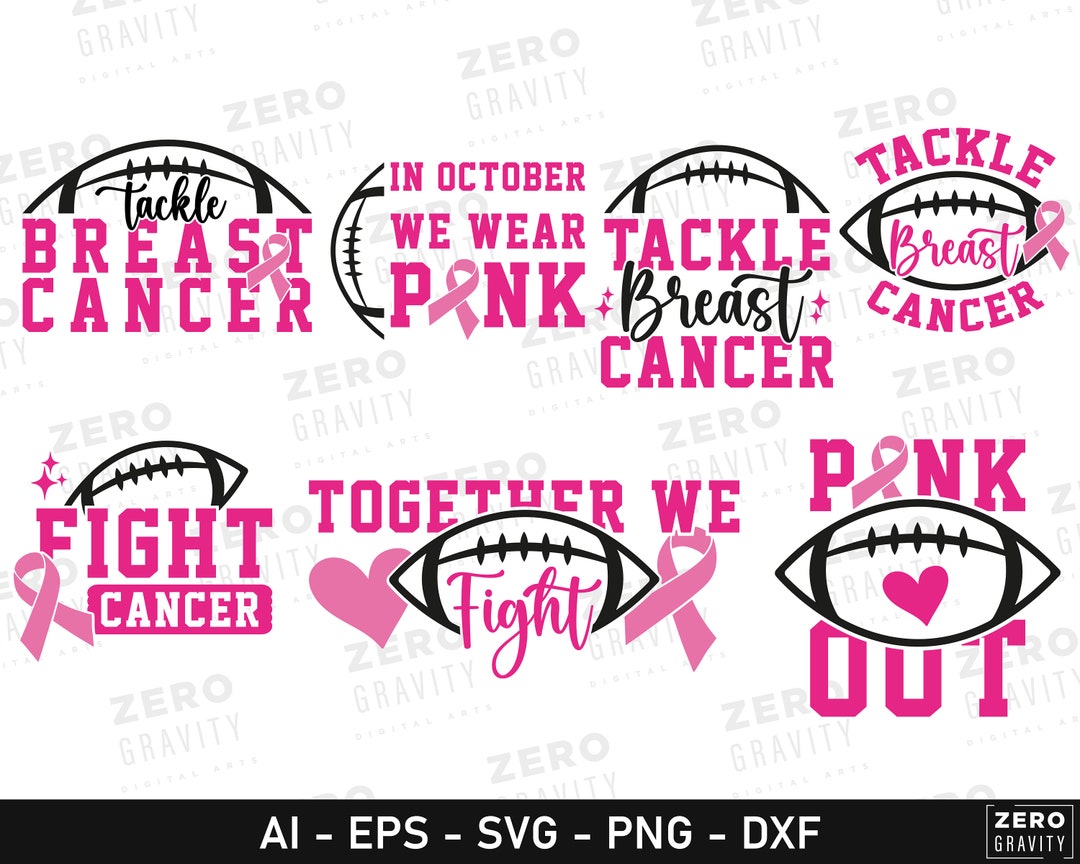 Football Breast Cancer Svg Bundle, in October We Wear Pink Png, Breast ...