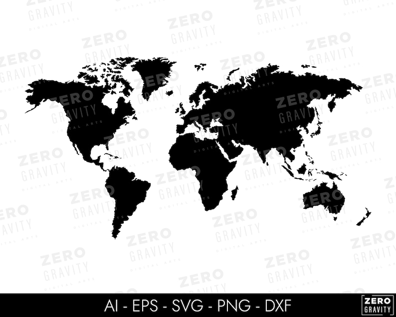World Map SVG & PNG, World Map SVG Laser Cut File, World Map Vector ...