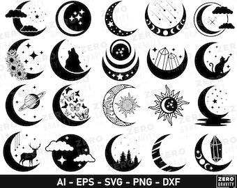Dripping Crescent Moon SVG and PNG Files for Cricut - Etsy