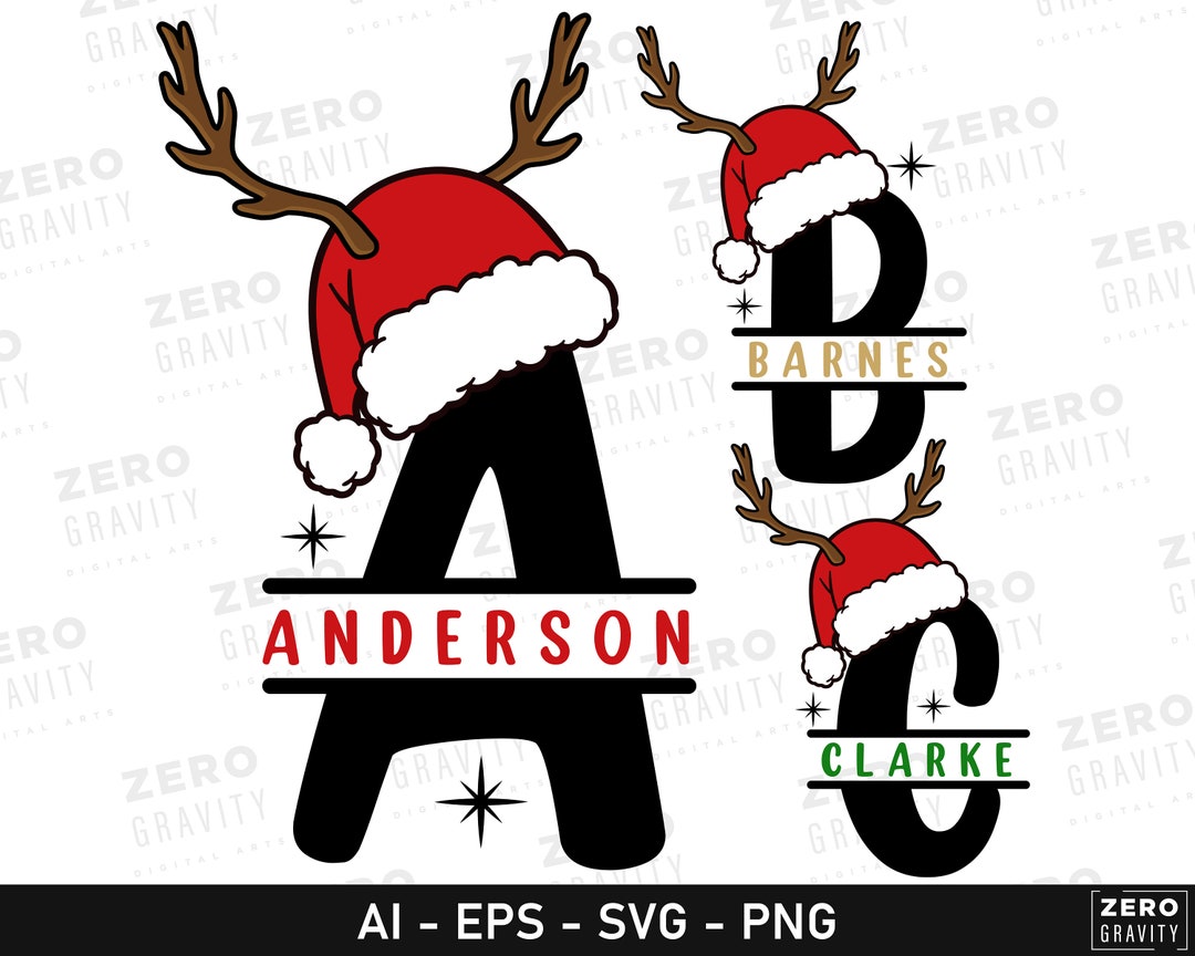 Christmas Letters With Split Monogram Svg, Christmas Font for Custom ...