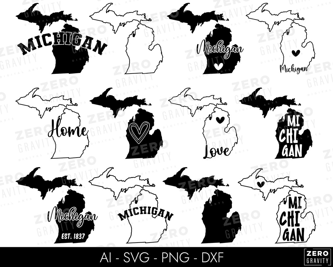 Michigan Svg Bundle, Michigan State Svg, Michigan Map Svg, Digital ...