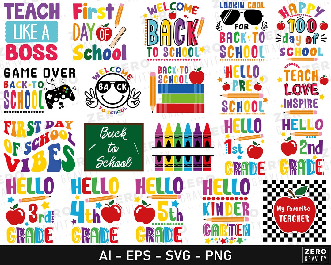 Back to School Svg Bundle, First Day of School Svg, First Second 3rd ...