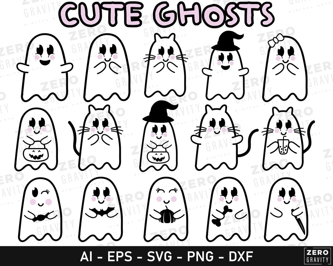 Cute Ghost Svg Bundle, Cute Halloween Svg, Halloween Shirt Svg, Ghost ...