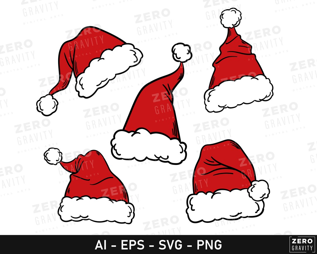 Santa Hat Svg for Christmas, Digital Download Hat Clipart, Santa Clasu ...