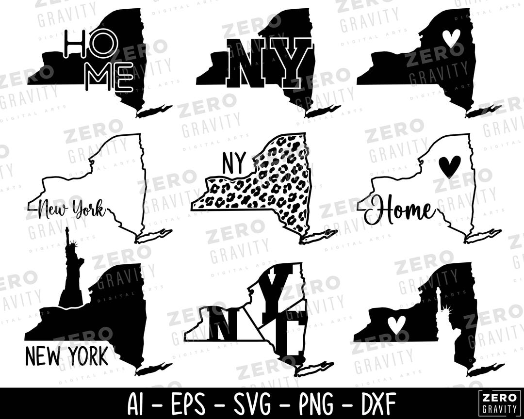 New York Map Svg Bundle, New York State Svg, Digital Download New York ...