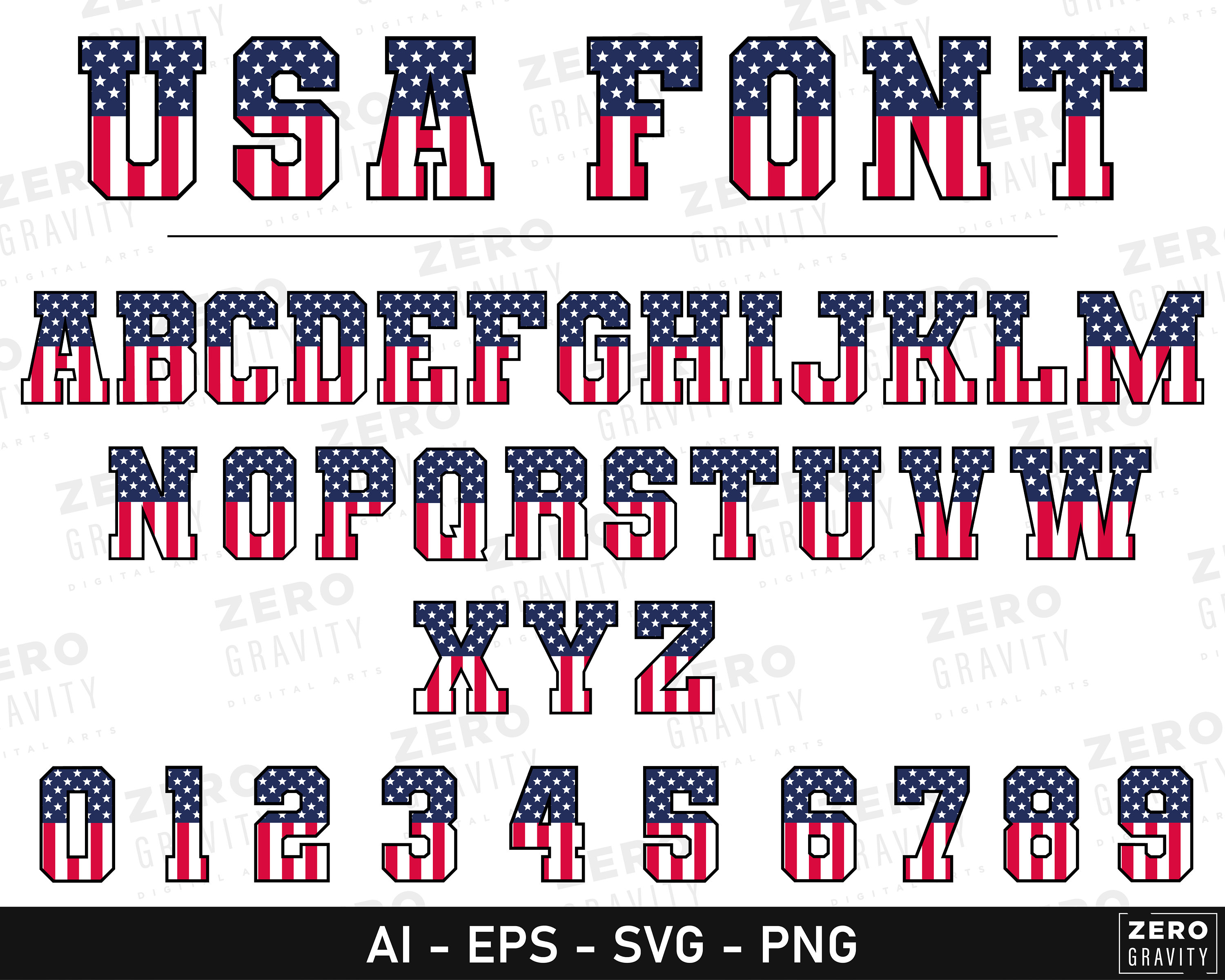 American Flag Font Letters