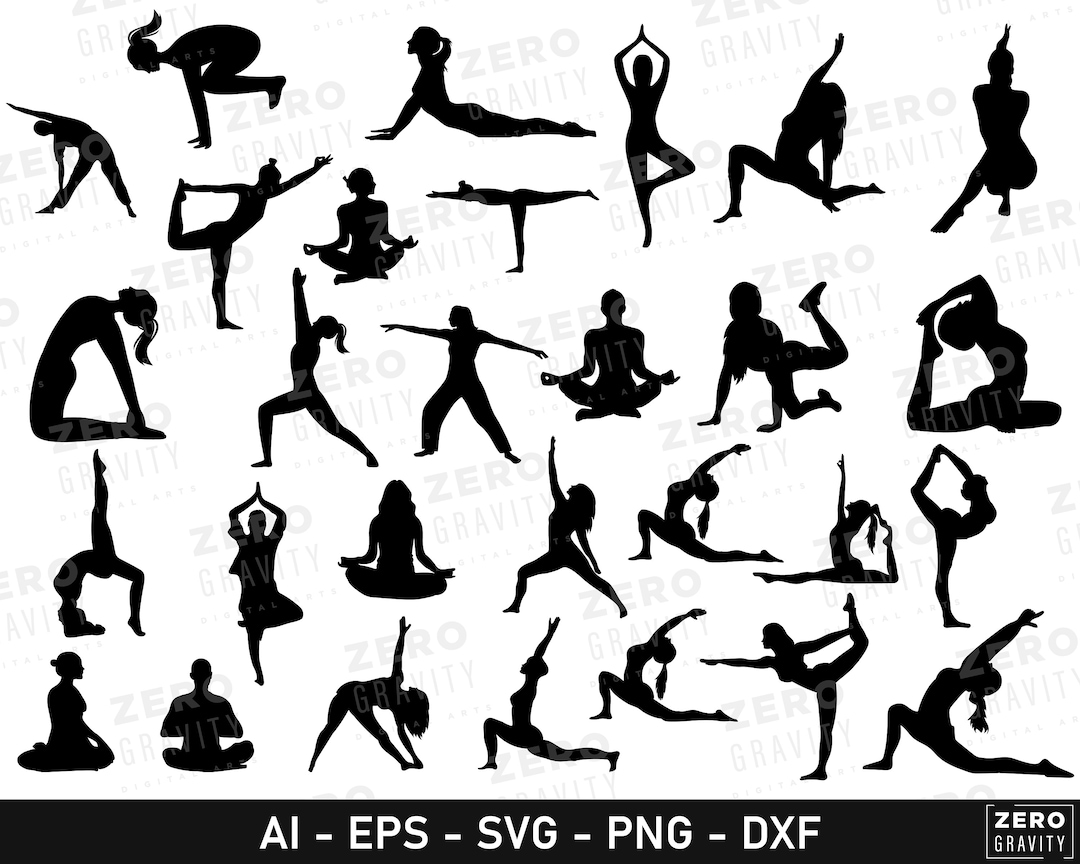 Yoga Svg Bundle for Crafts and DIY Projects, Yoga Pose Clipart, Yogini ...