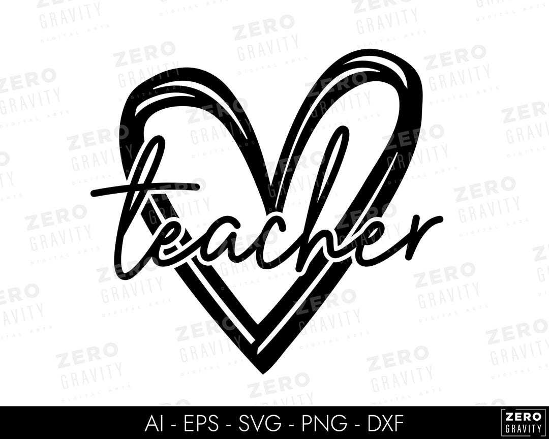 Teacher Heart SVG & PNG, Digital Download Gift for Teacher, Teacher ...