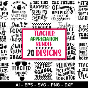 Teacher Appreciation Svg Bundle, Teacher Quotes Svg Bundle, Teacher ...