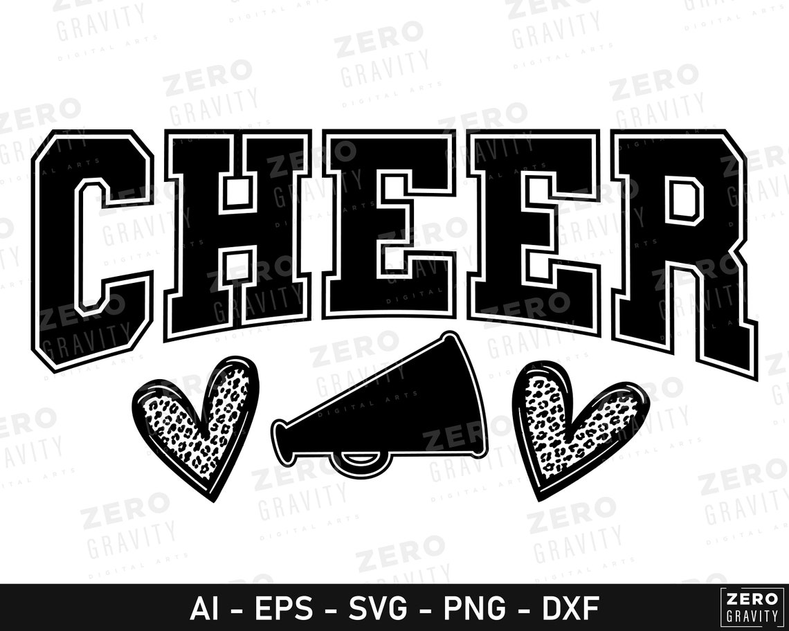 Cheer & Heart Svg Printable Art, Cheer Svg Cut File, Cheer Megaphone ...
