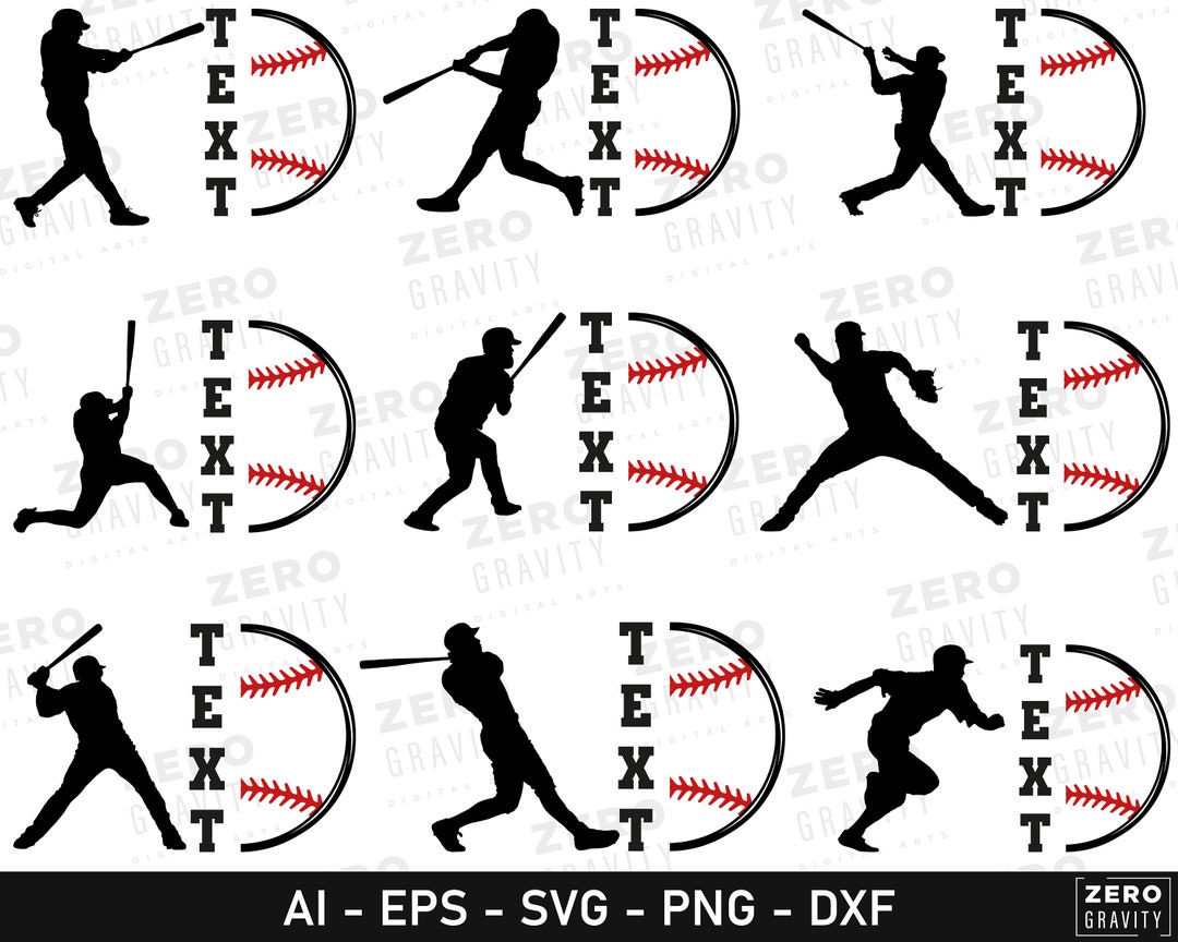 Custom Baseball SVG With Baseball Players and Half Baseball, Baseball ...