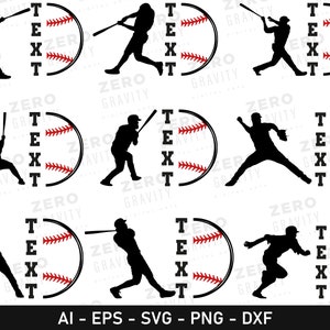 Custom Baseball SVG With Baseball Players and Half Baseball, Baseball ...