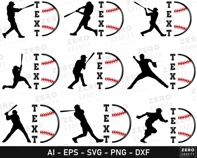 Custom Baseball SVG With Baseball Players and Half Baseball, Baseball ...