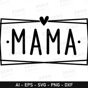 Mama Svg in Double Frame With Heart, Mama Svg for Shirts, Mug ...