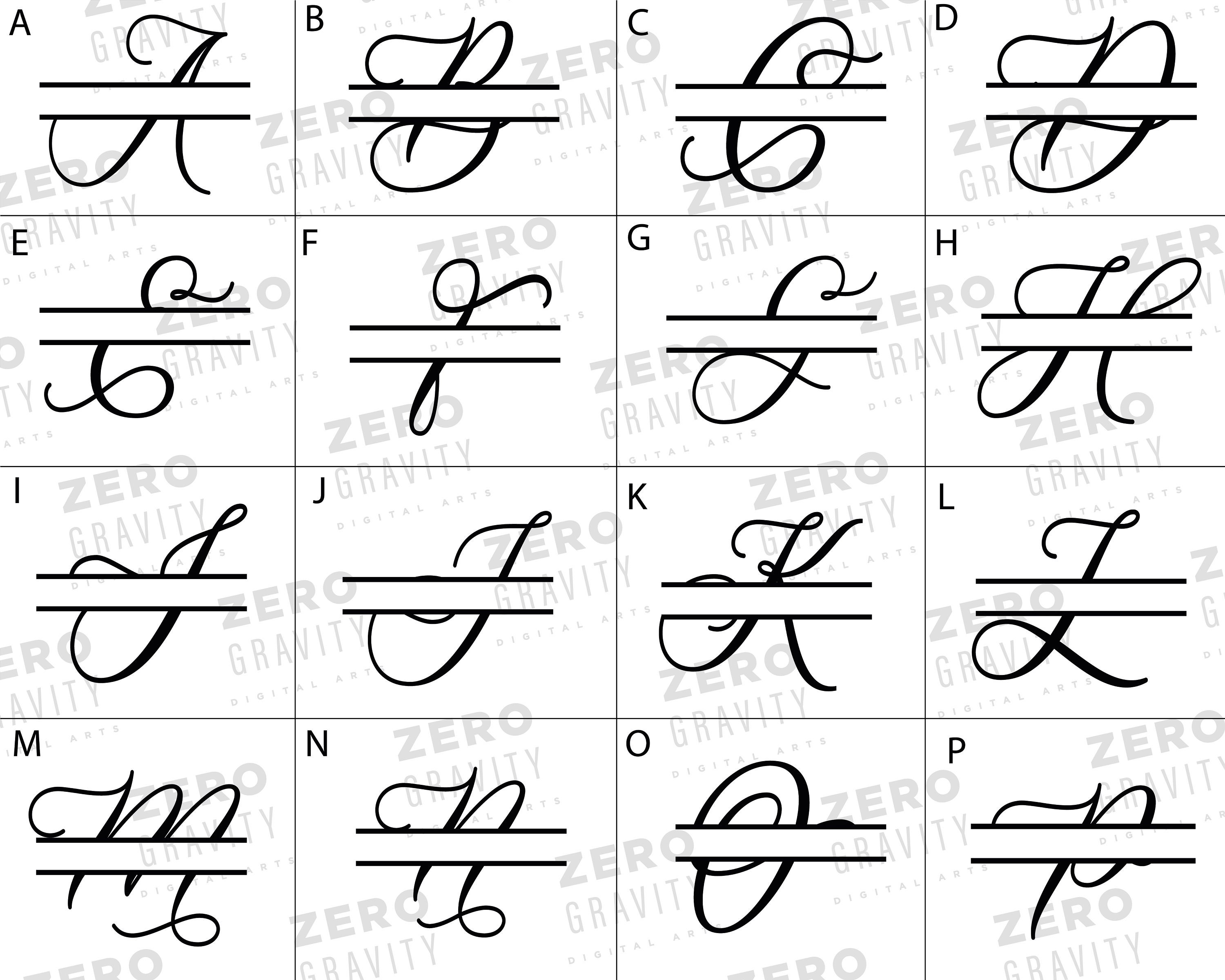 Split Monogram Svg Alphabet Digital Files For Cricut Custom Etsy