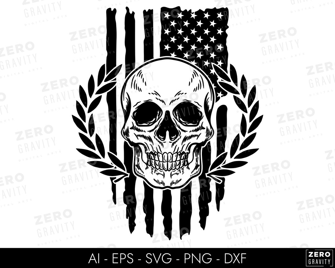 Skull Svg, American Flag Skull Svg, Skull Svg Files for Cricut, Skull ...