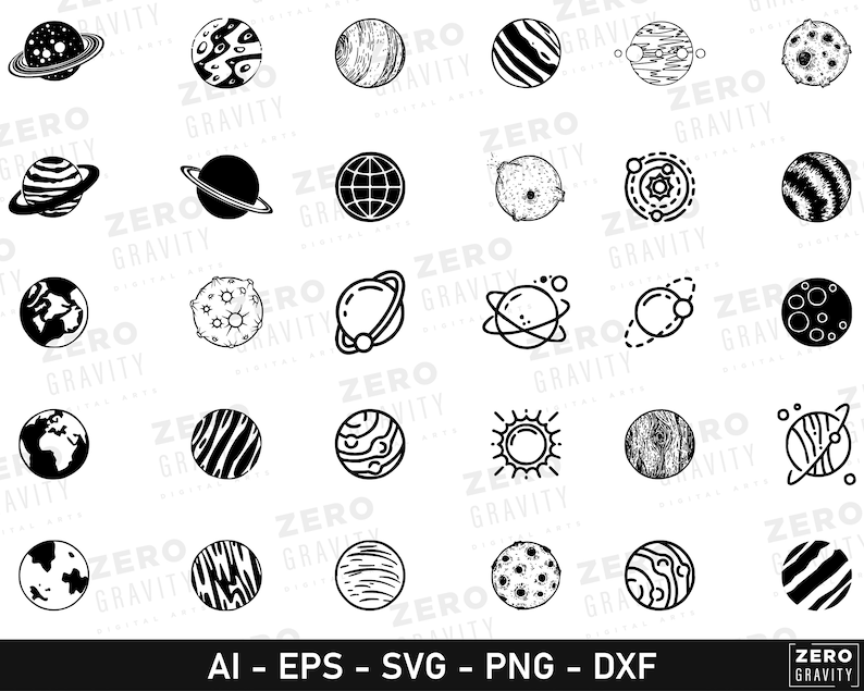Solar System Svg Bundle Digital Planet Files for Cricut - Etsy Canada