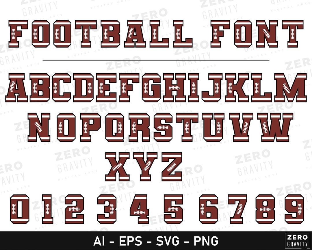 Football Font Svg Bundle, Digital Football Font, Football Letters ...