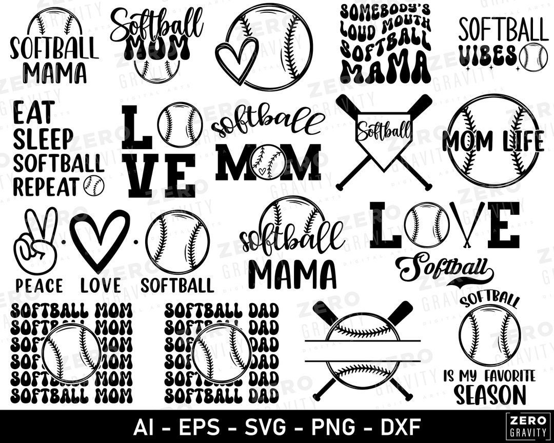 Softball Svg Bundle, Softball Mom Svg Cut File, Softball Png, Softball ...