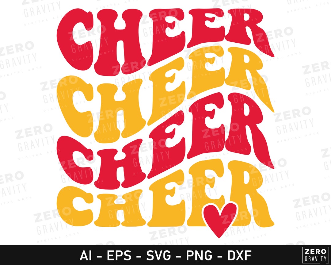 Cheer Svg in Groovy Retro Style, Cheer Svg Clipart, Cheer Wavy Letters ...