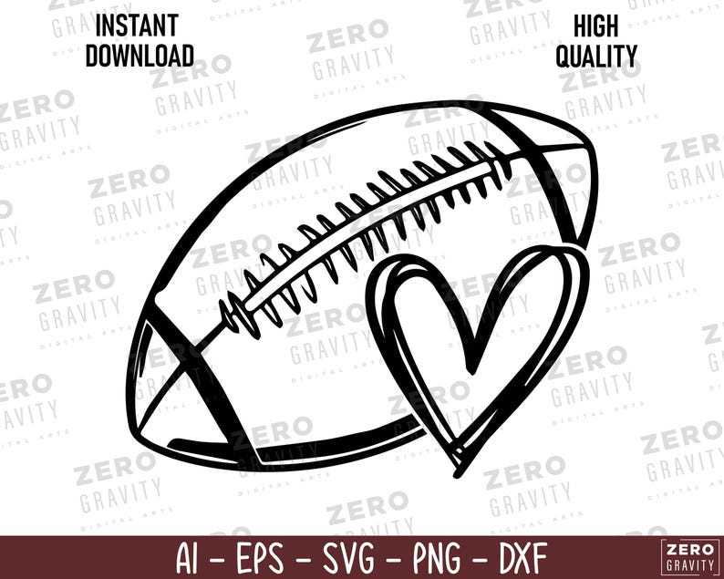 Football Heart SVG: Mom Shirt Design, T-shirt & Mug Print (digital ...