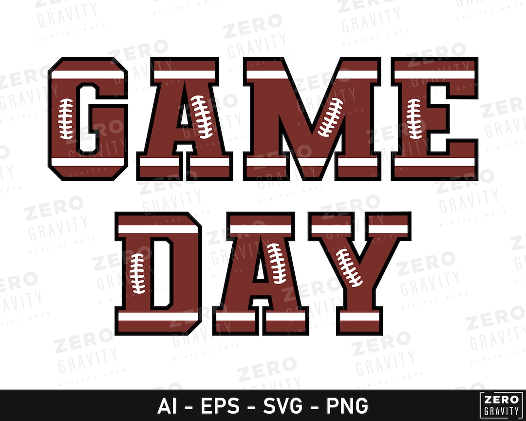 Game Day Svg for Shirts, Football Game Day in Varsity Font, Digital ...