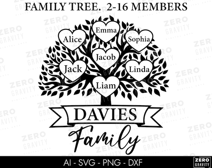 Tree of Life Family Tree 1-20 Members SVG Bundle, Tree of Life Svg ...