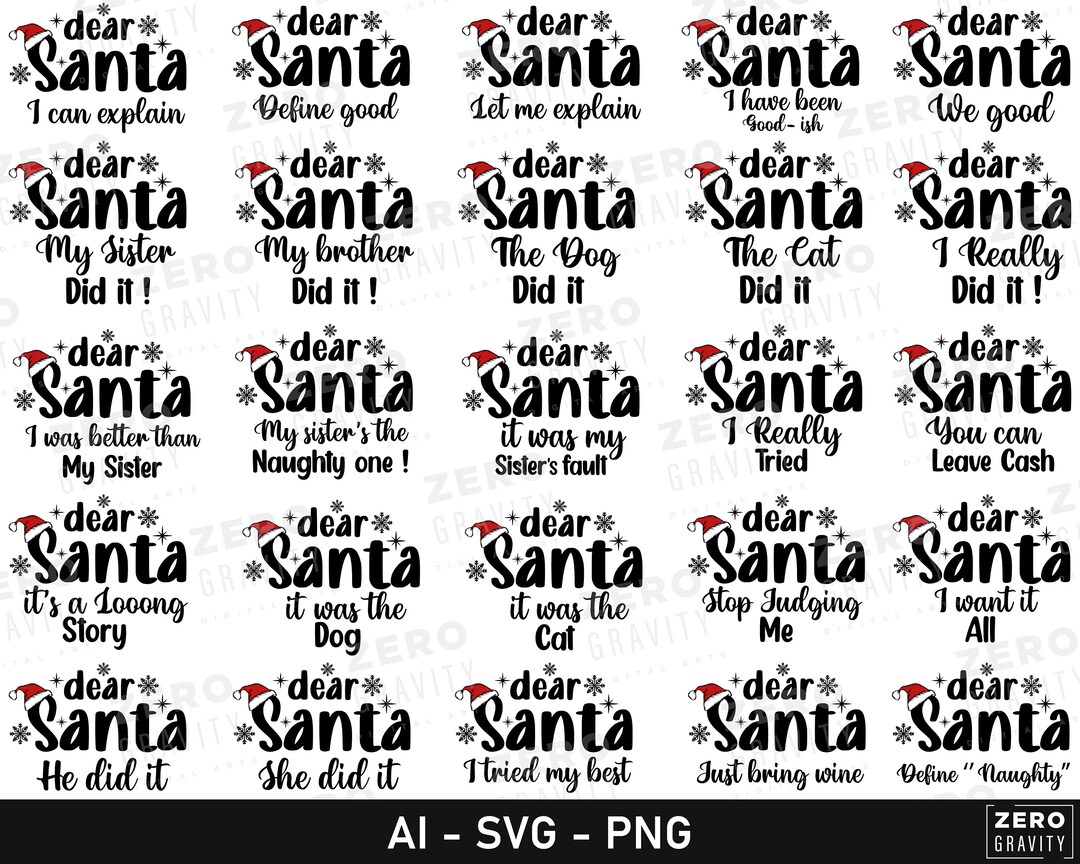 Dear Santa Svg Bundle, 50 Dear Santa Svg for Christmas, Matching ...