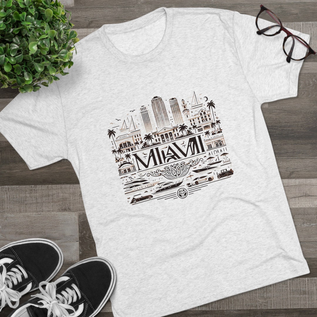 Miami Graphic Tshirt | City Skyline Shirt | Colorful Urban Art Tshirt ...