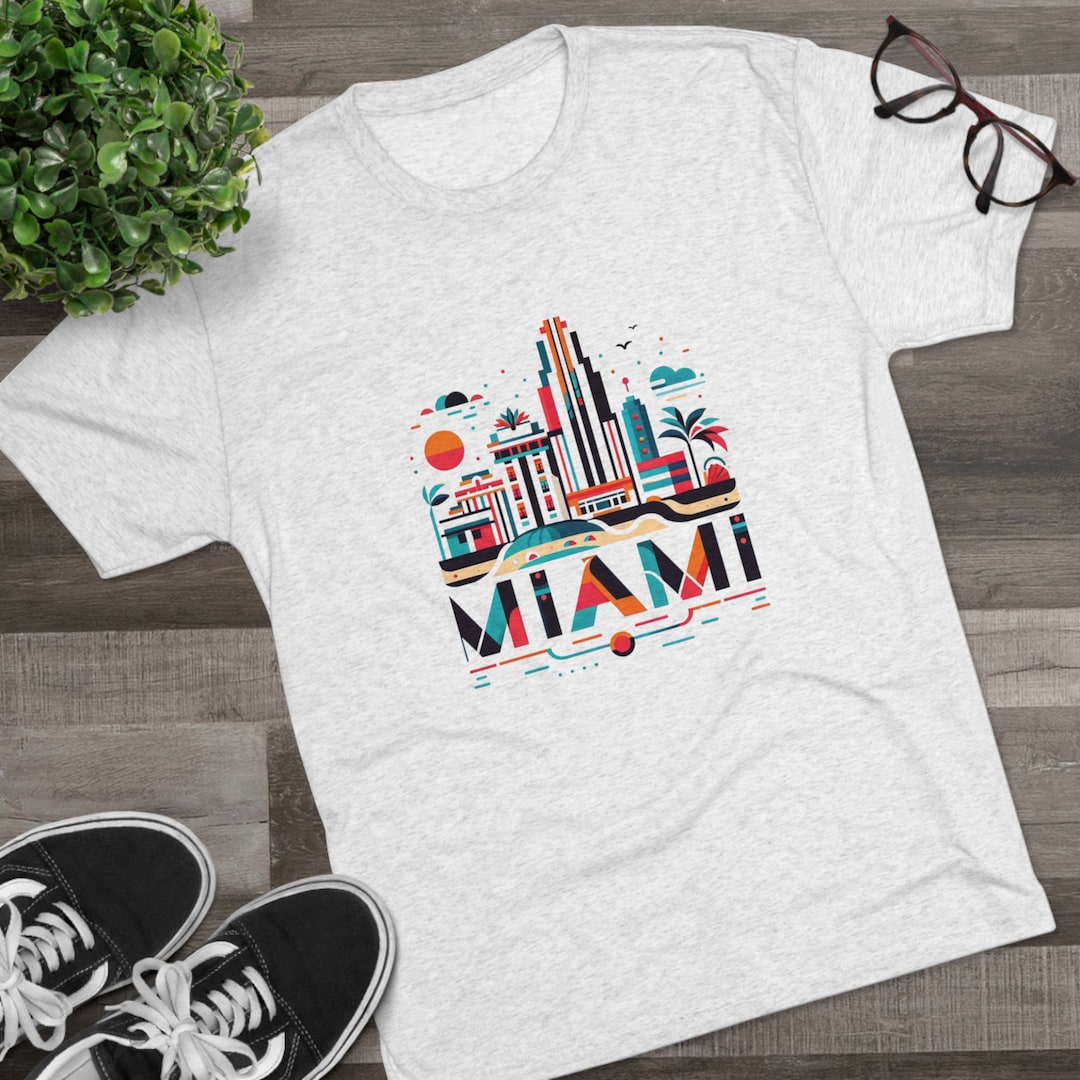 Miami Graphic Tshirt | City Skyline Shirt | Colorful Urban Art Tshirt ...