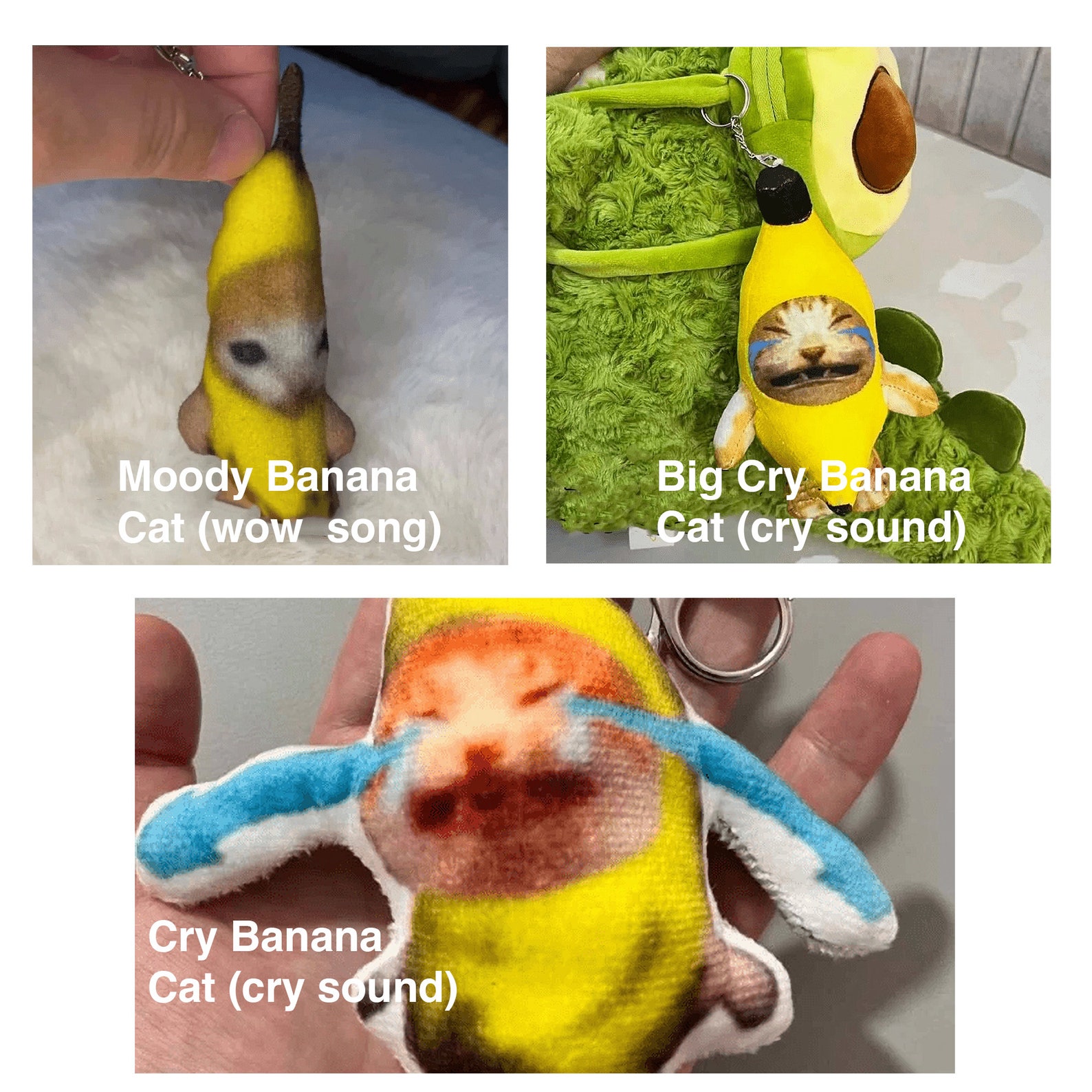 Banana Cat Meme Keychain: Cute and Quirky Cat-shaped Design With Sound ...