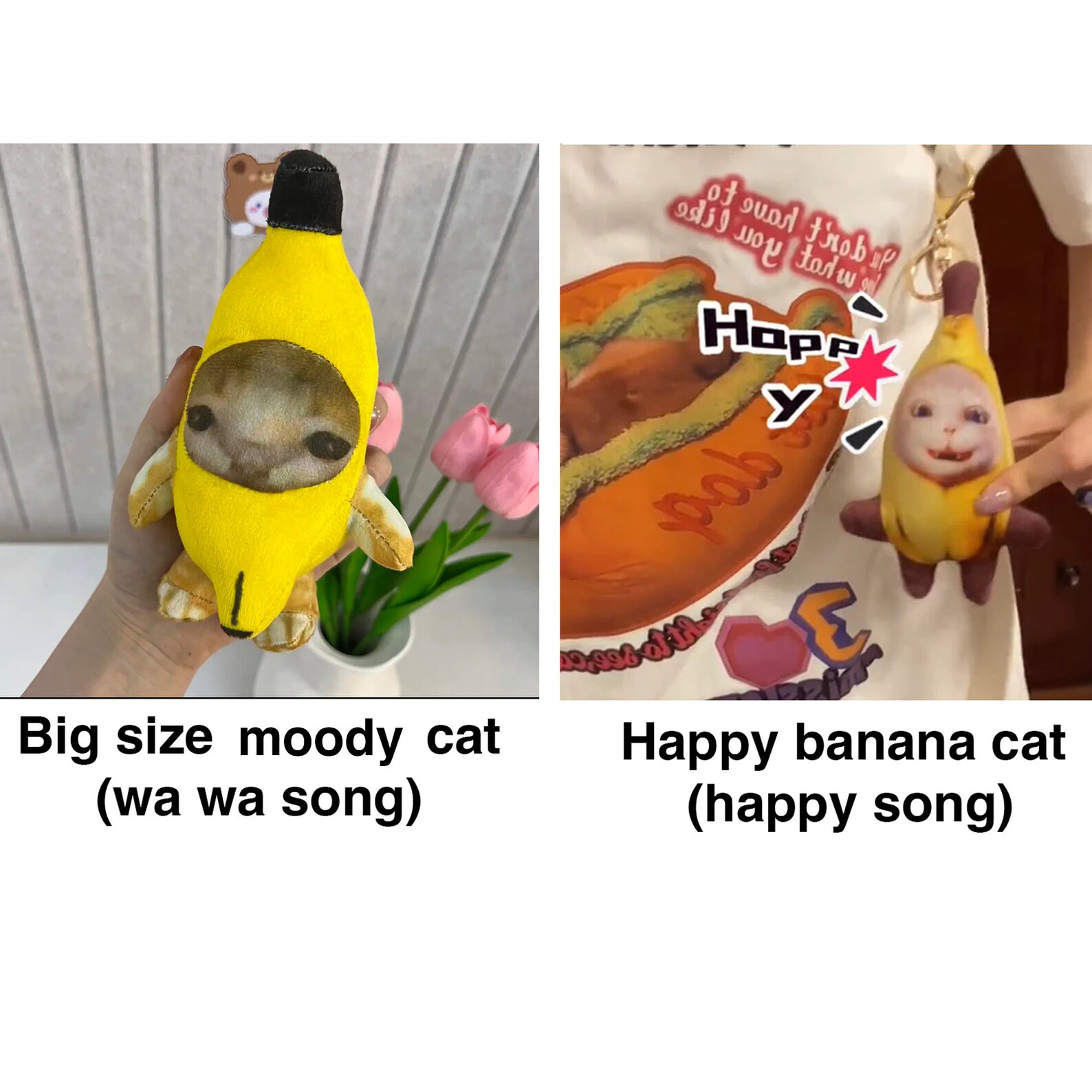 Banana Cat Meme Keychain: Cute and Quirky Cat-shaped Design With Sound ...