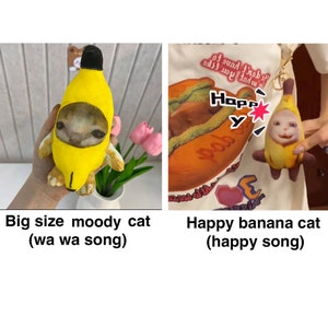 Banana Cat Meme Keychain: Cute and Quirky Cat-shaped Design With Sound ...
