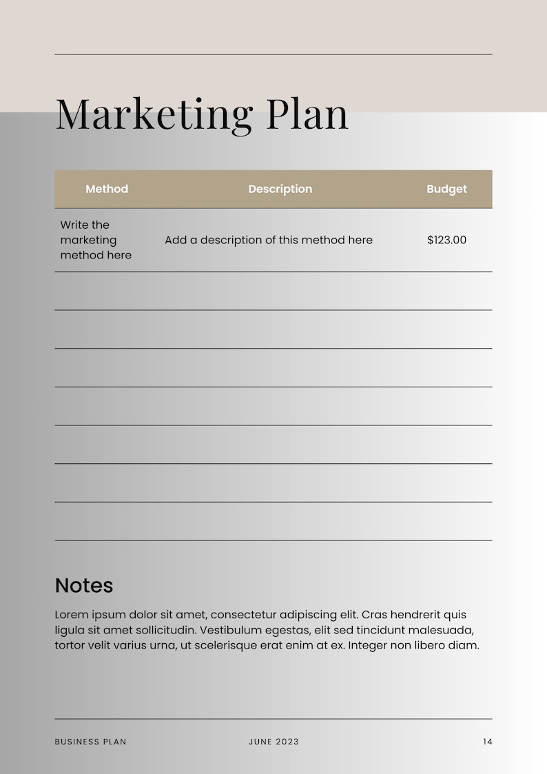 Small Business Plan Template Printable Business Plan Start up Business ...