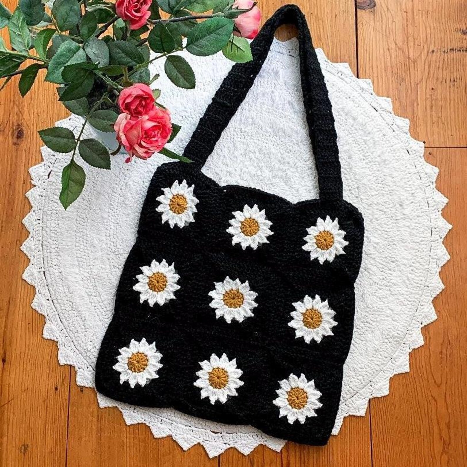 Crochet Daisy Tote Bag - Etsy