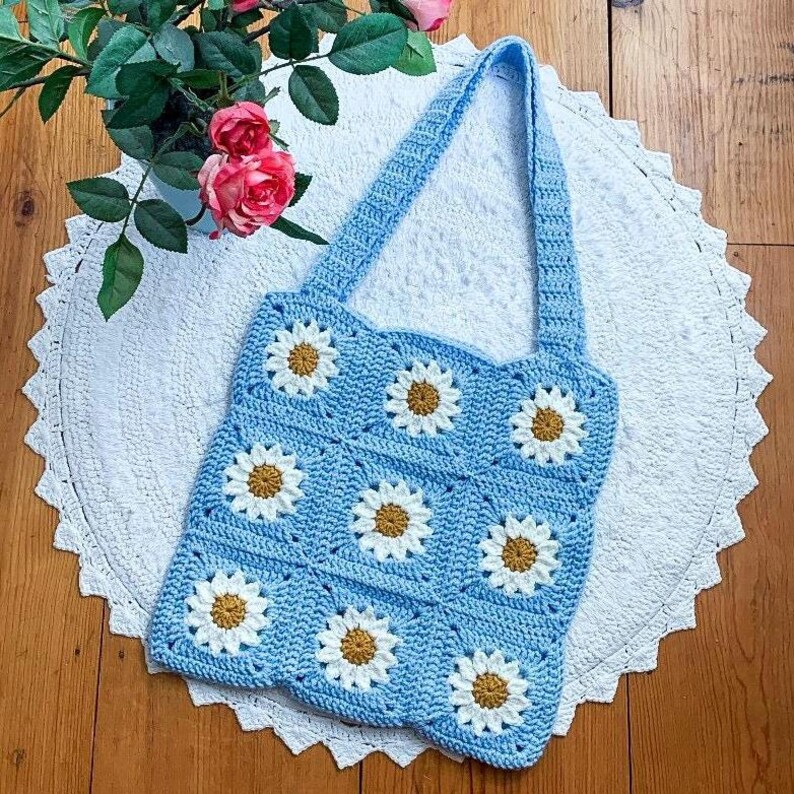 Crochet Daisy Tote Bag - Etsy