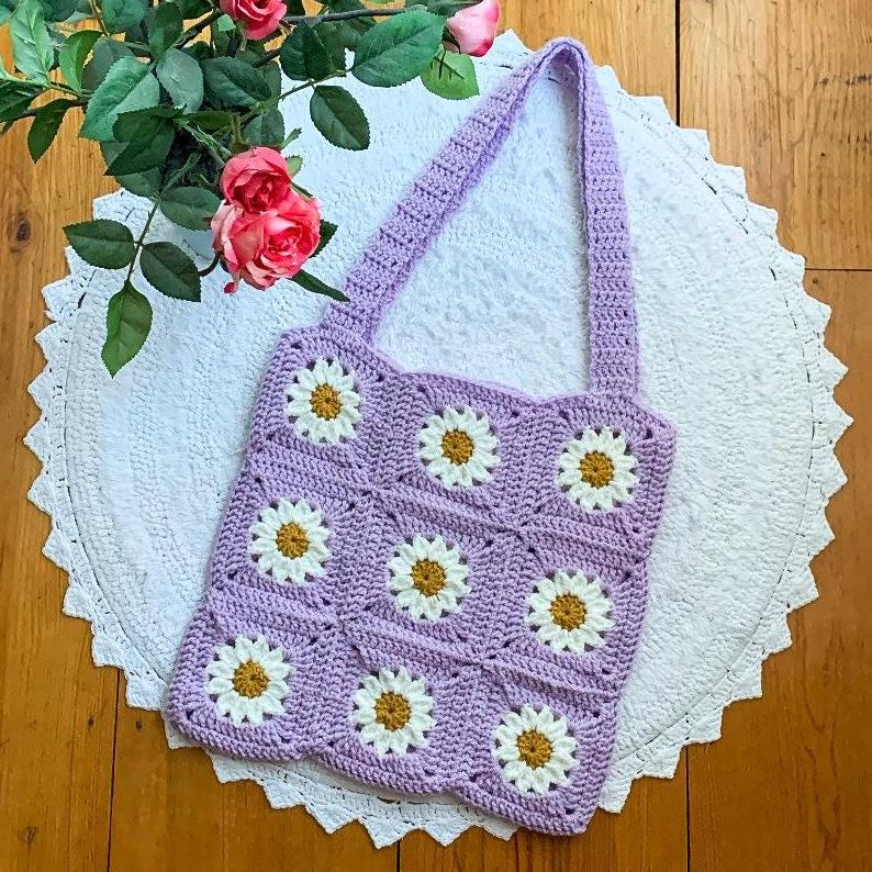Crochet Daisy Tote Bag - Etsy