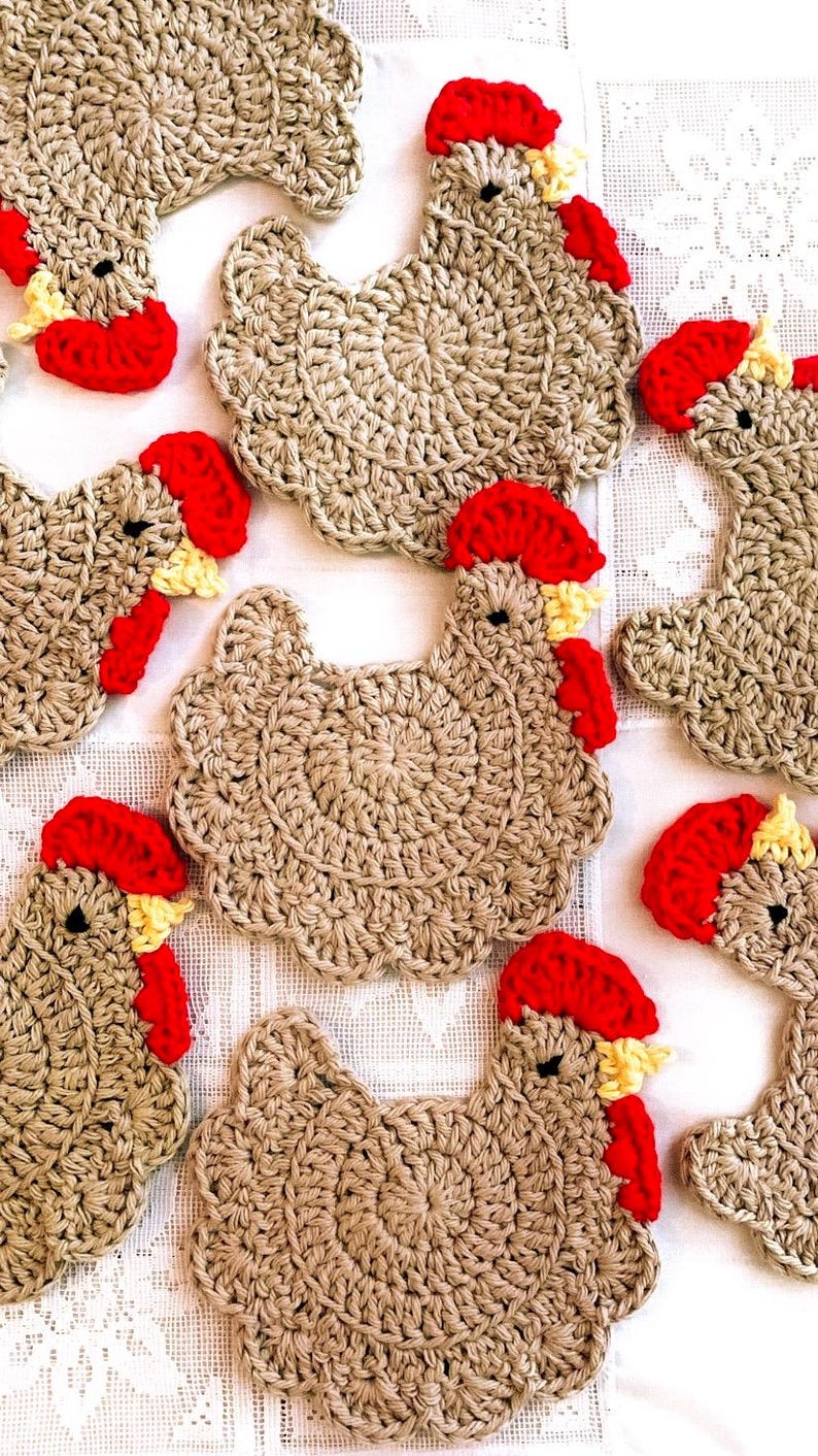 Crochet Chicken Coasters - Etsy