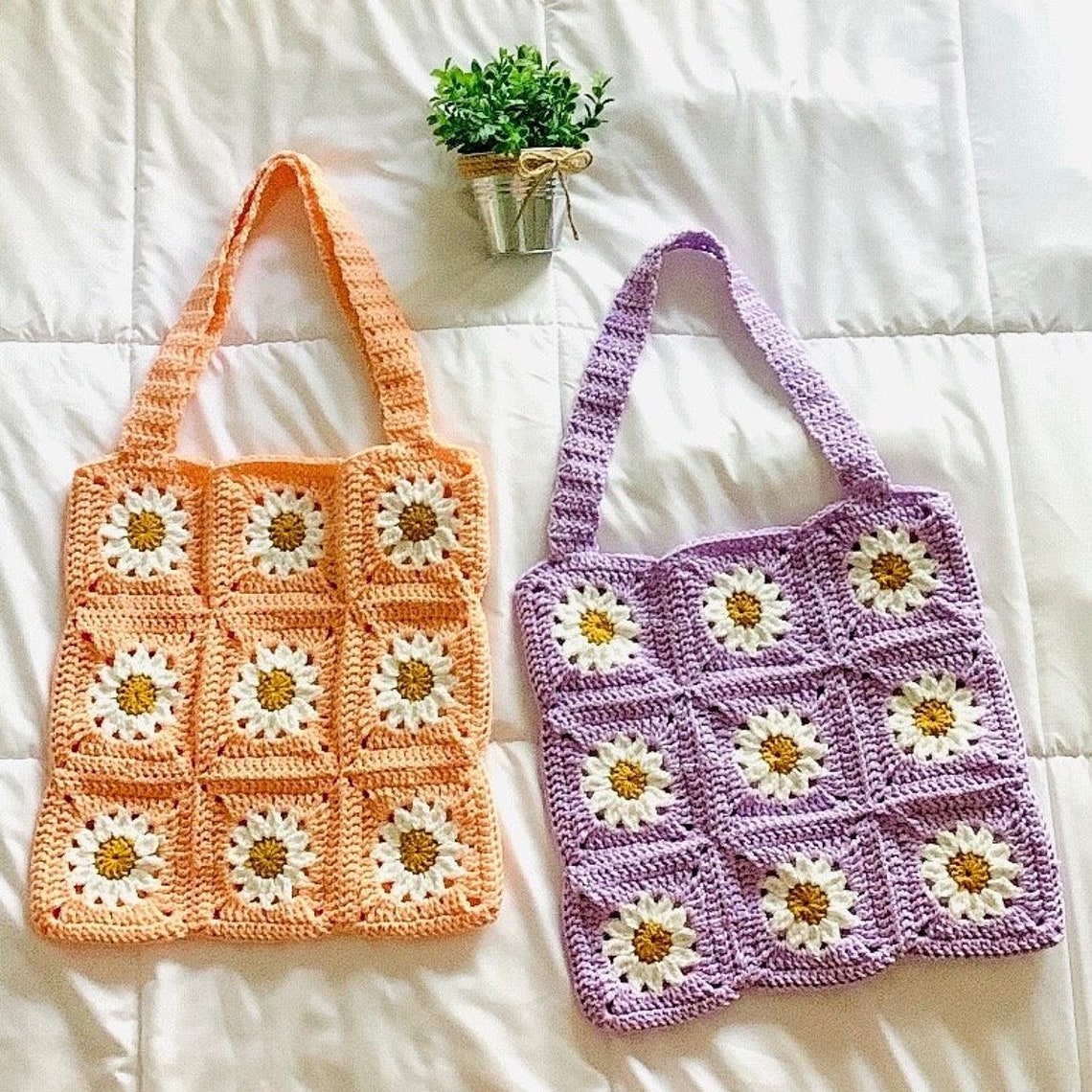 Crochet Daisy Tote Bag - Etsy