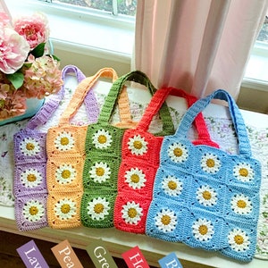 Crochet Daisy Tote Bag - Etsy
