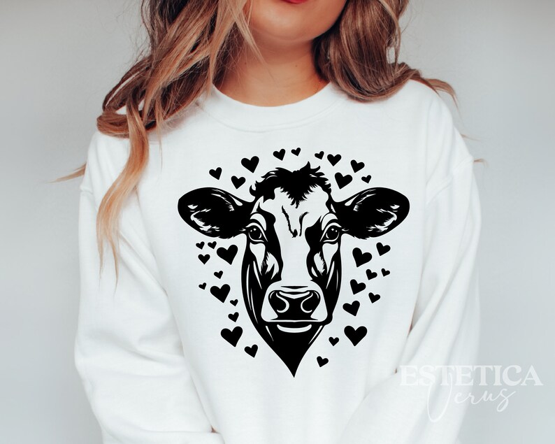 Valentine Cow Svg Png, Romantic Cow Svg, Love Cow Svg, Cow With Hearts ...