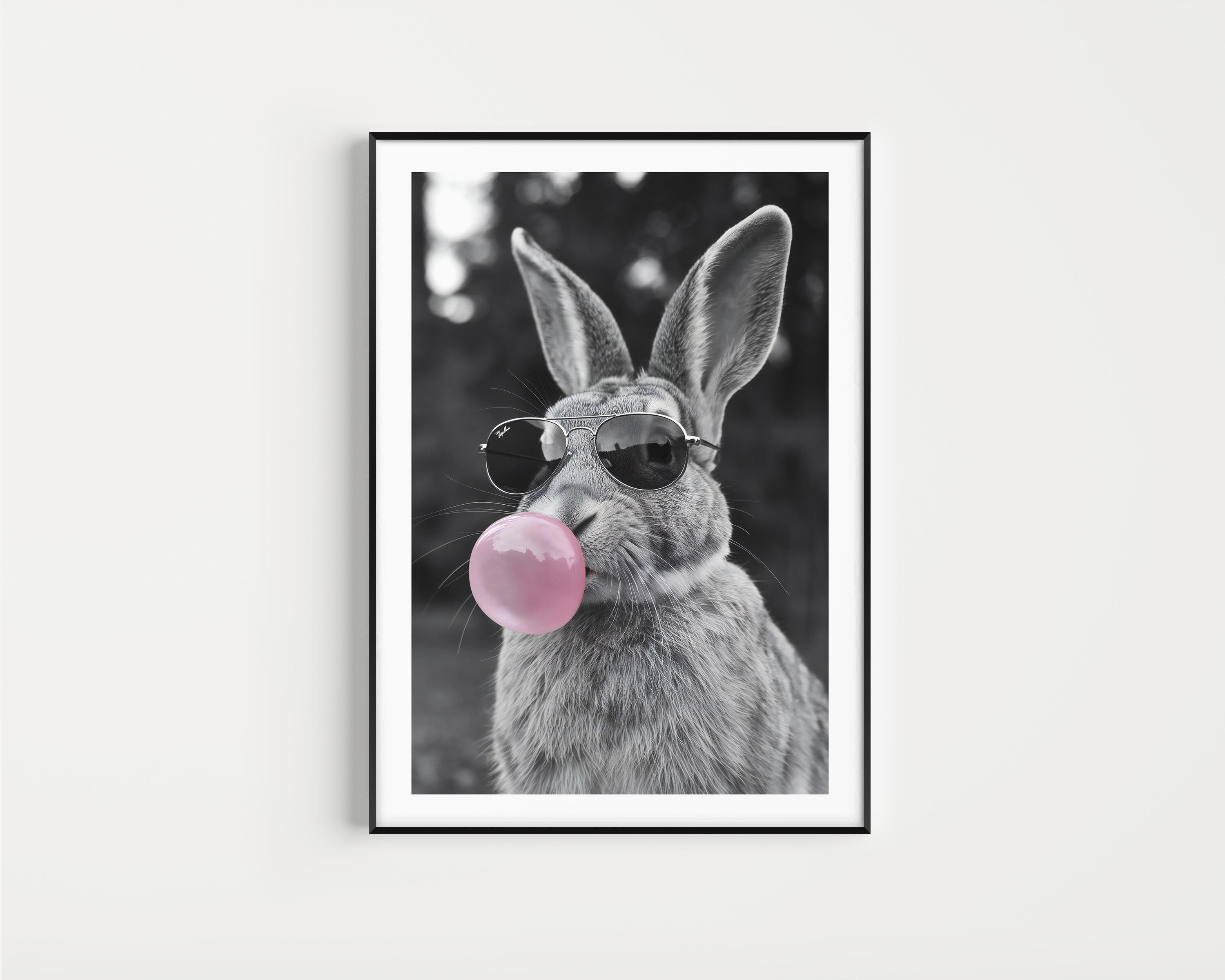 Black and White Rabbit Art Print, Monochrome Bunny Wall Decor, Animal ...