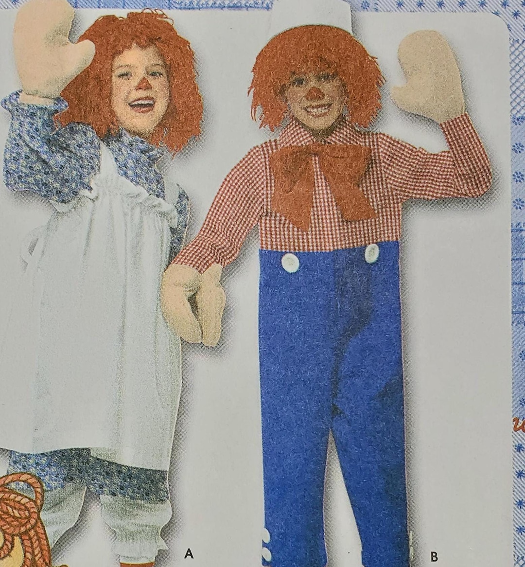 Simplicity 4003 Raggedy Ann & Andy Sewing Pattern Girls/boys Halloween ...