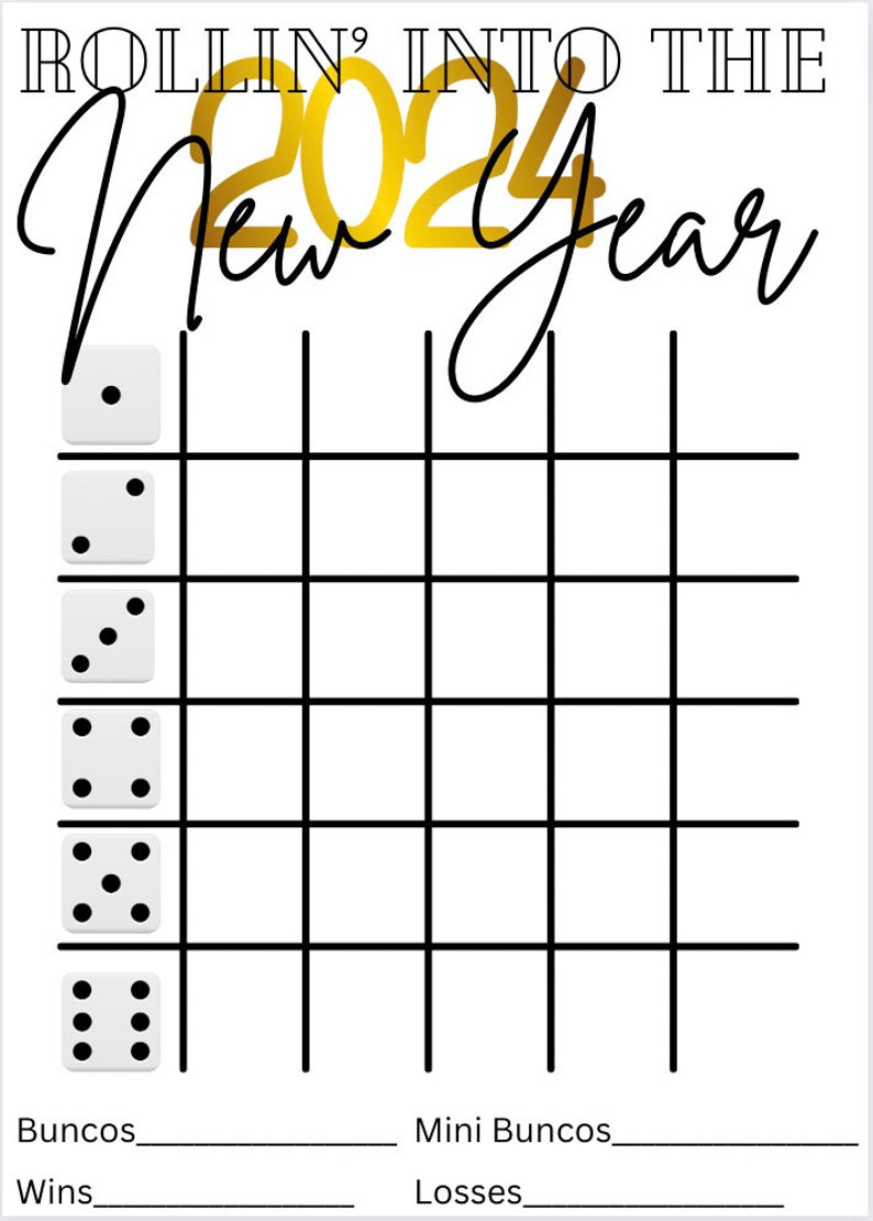 New Years Bunco| Bunco Play Sheet| Ghost Bunco| New Years Party|2024 ...