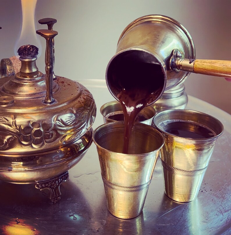 Hand-hammered Egyptian Copper Coffee Set Authentic Craftsmanship From ...