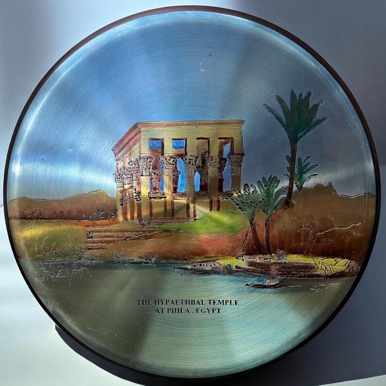 Egyptian Copper Handpainted Plate- Philae Temple - Etsy